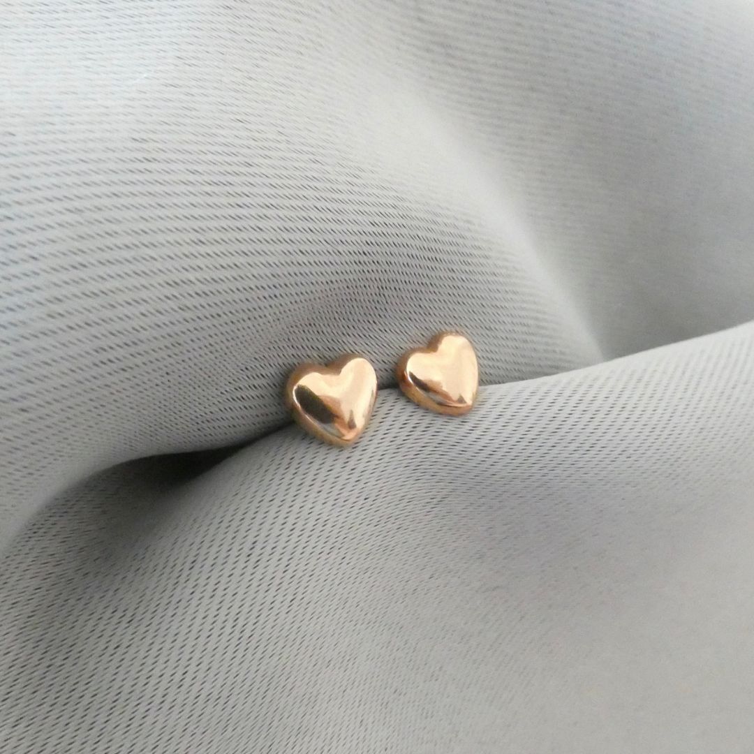 Puffed Heart Studs, Rose Gold – Orli Jewellery